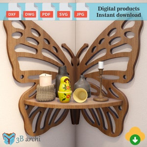 Butterfly Corner Shelf CNC Plan: Laser Cut Vector File (digital ...