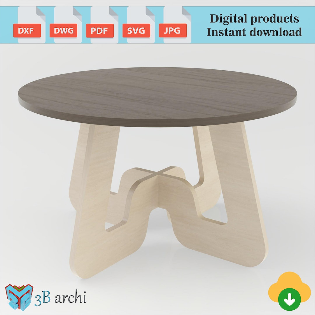 Round Coffee Table CNC Router Project: Plywood DXF Vector Files ...