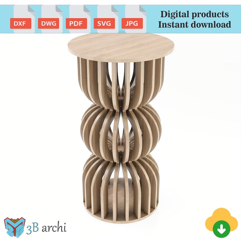 Parametric Cocktail Table CNC DXF Plans: Bar Height Pub Table (digital ...