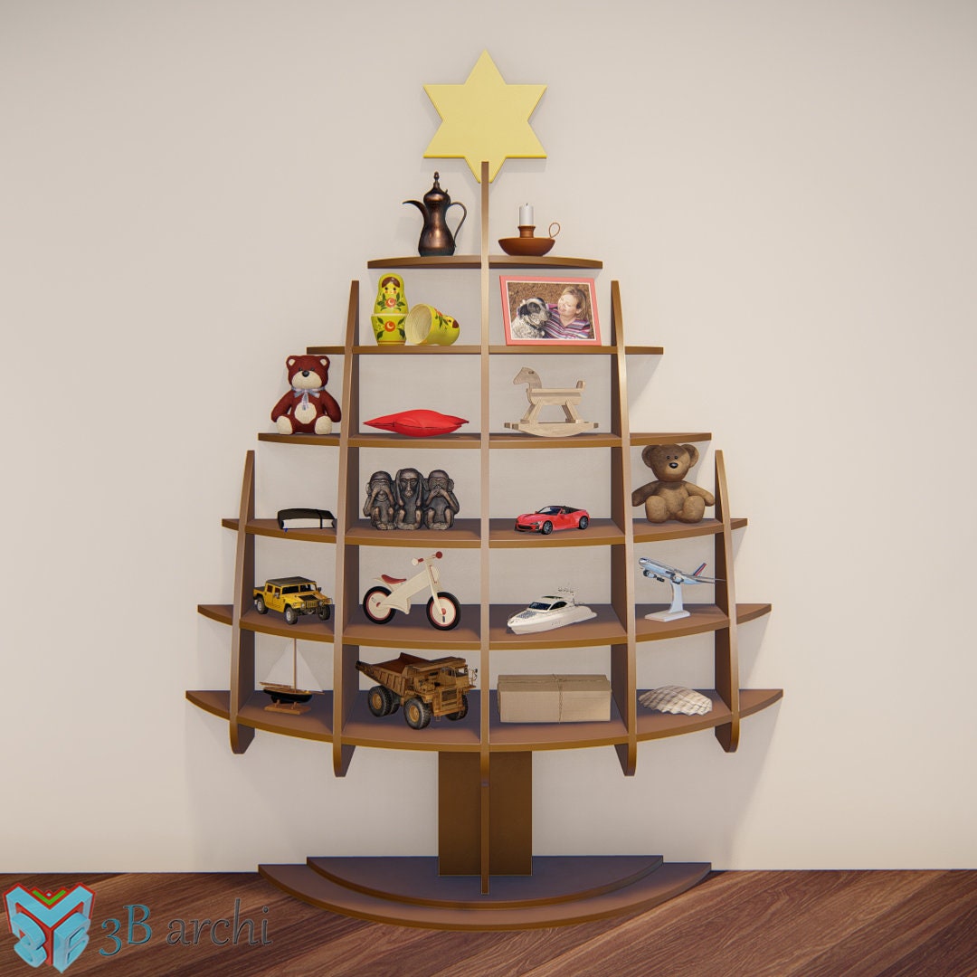 Christmas Tree With Shelves, Wall Bookshelf Plan, Parametric Wall Shelf ...