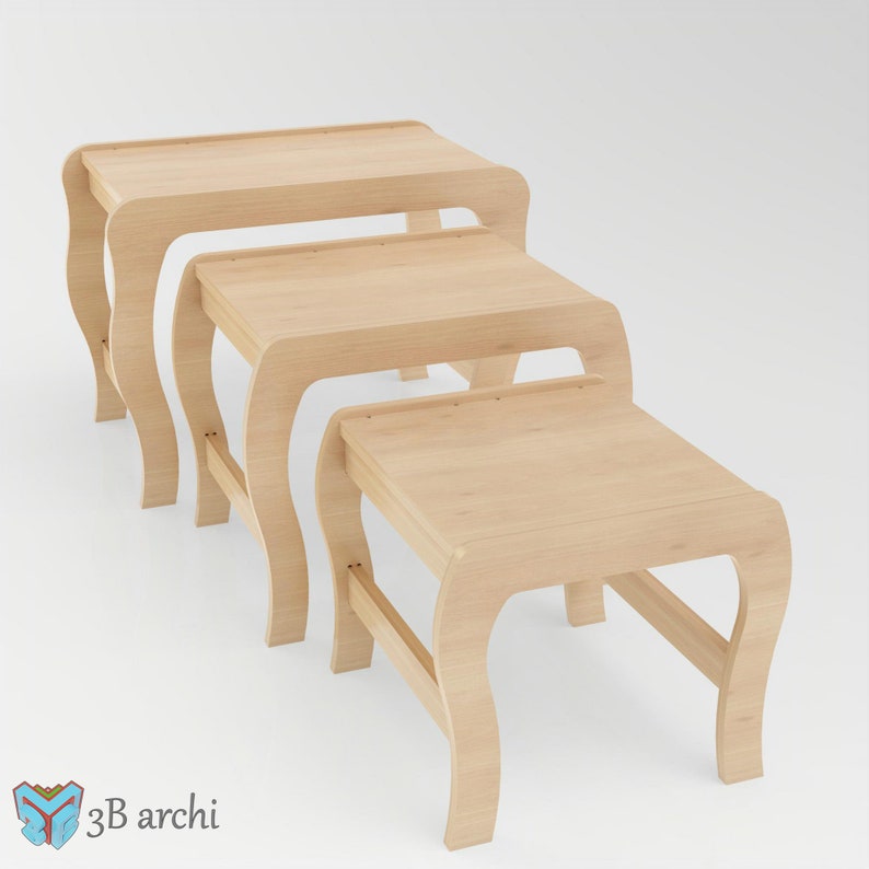 Nest of Tables CNC Files: 3 Piece Coffee Side Table Vector (digital ...