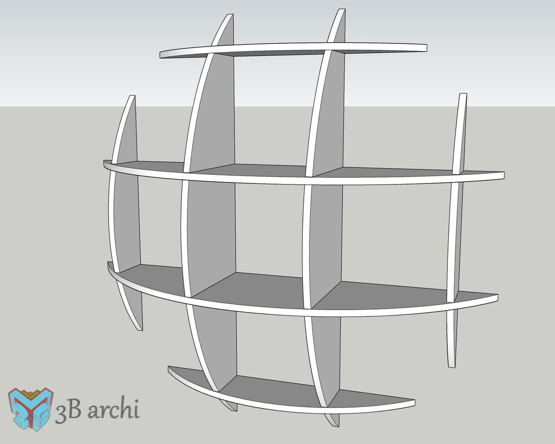 Sphere Bookshelf, Parametric Waffle Shelf, Hemispherical Shelf, Wall ...