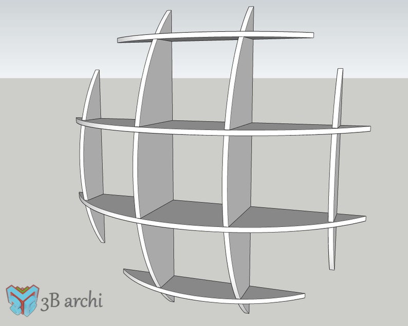 Sphere Bookshelf, Parametric Waffle Shelf, Hemispherical Shelf, Wall ...