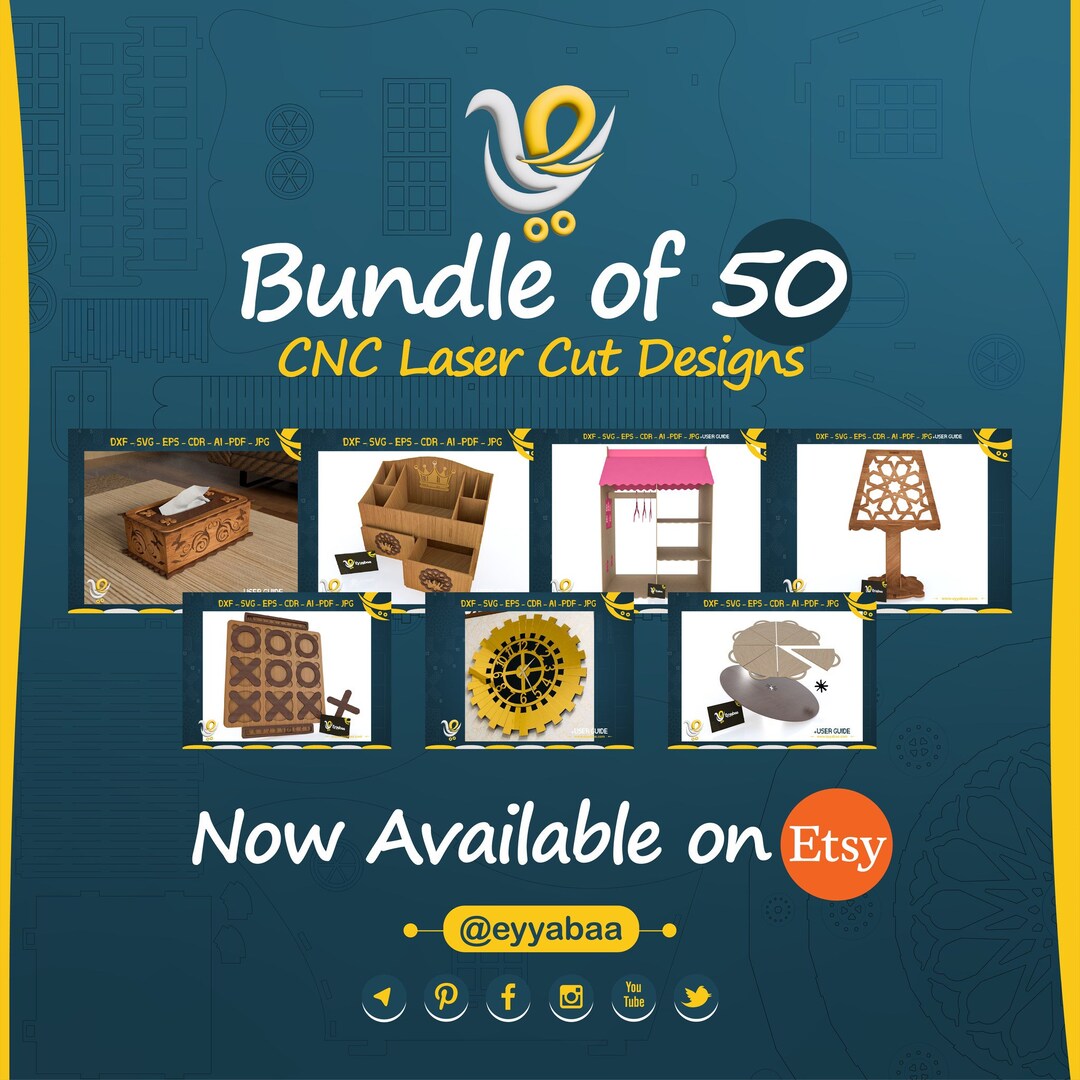 Ultimate Bundle of 50 CNC Laser Cut Designs Prepared and Ready for ...