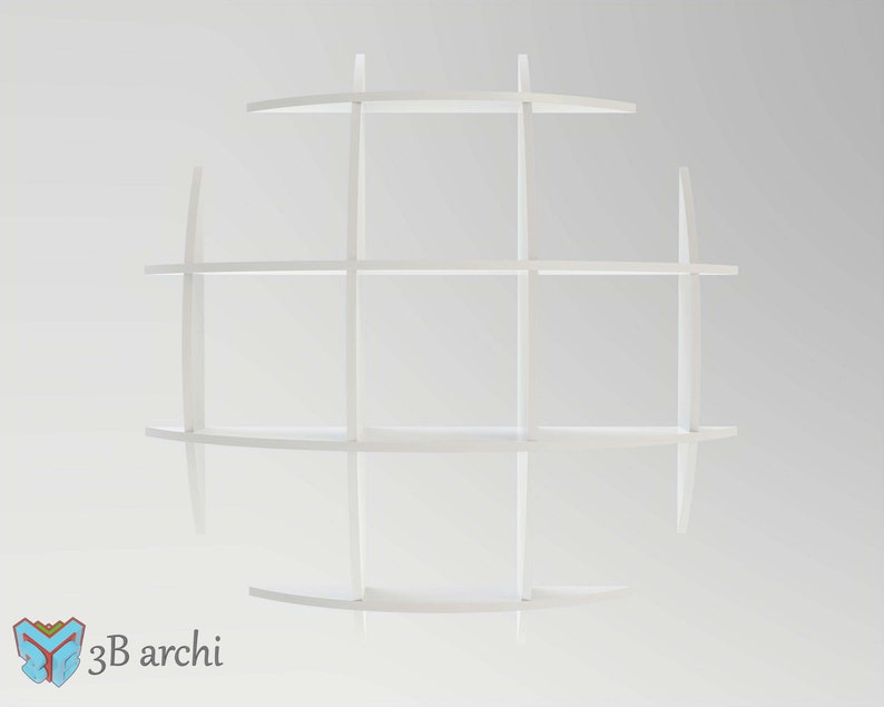 Sphere Bookshelf, Parametric Waffle Shelf, Hemispherical Shelf, Wall ...