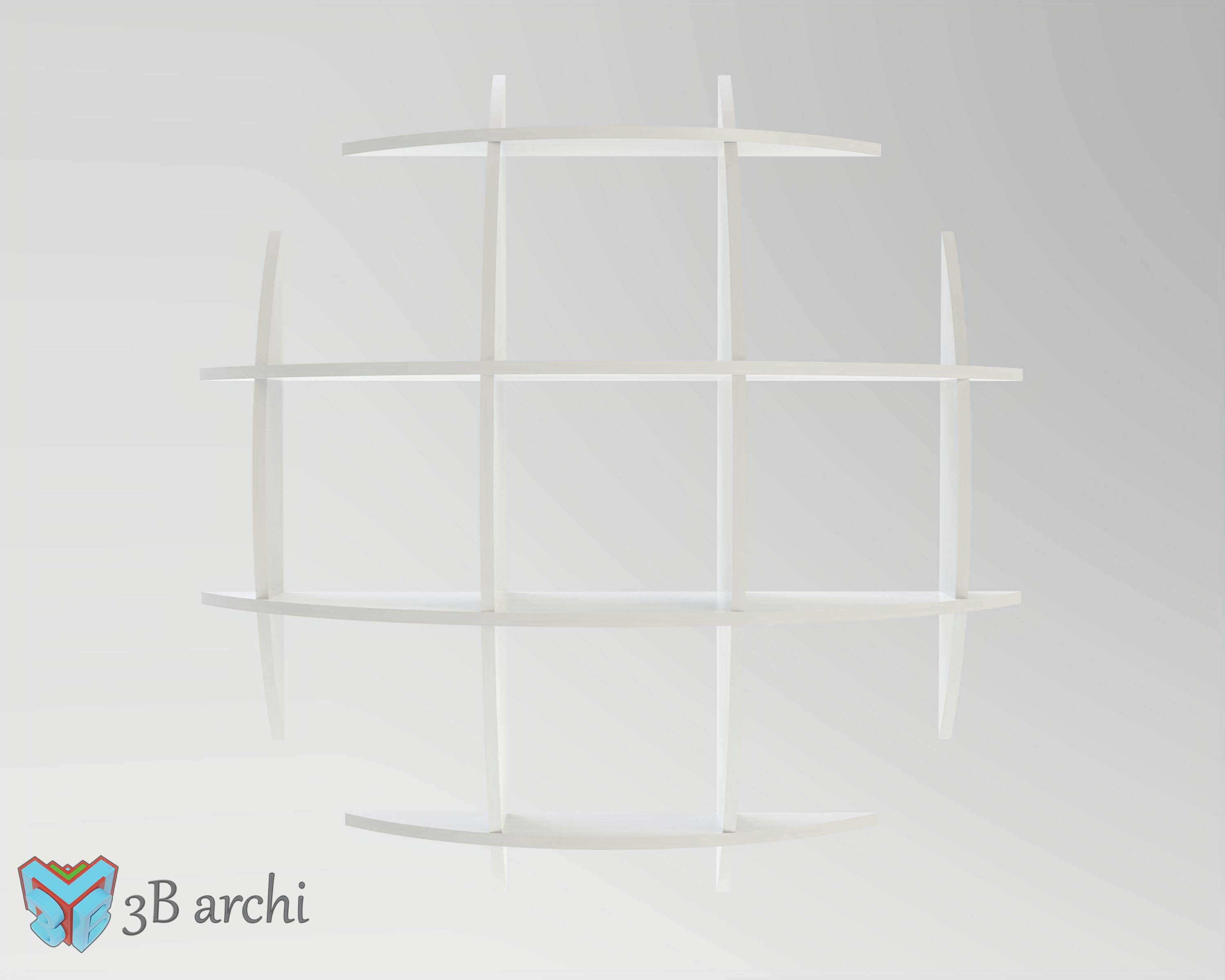Sphere Bookshelf, Parametric Waffle Shelf, Hemispherical Shelf, Wall ...