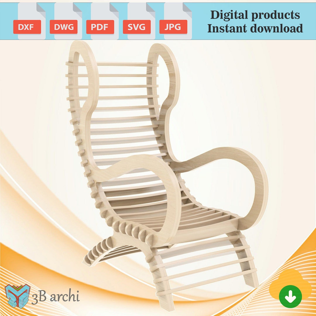 Wavy Chair, Parametric Chair Plan, CNC Furniture Files, Vector Cutting ...
