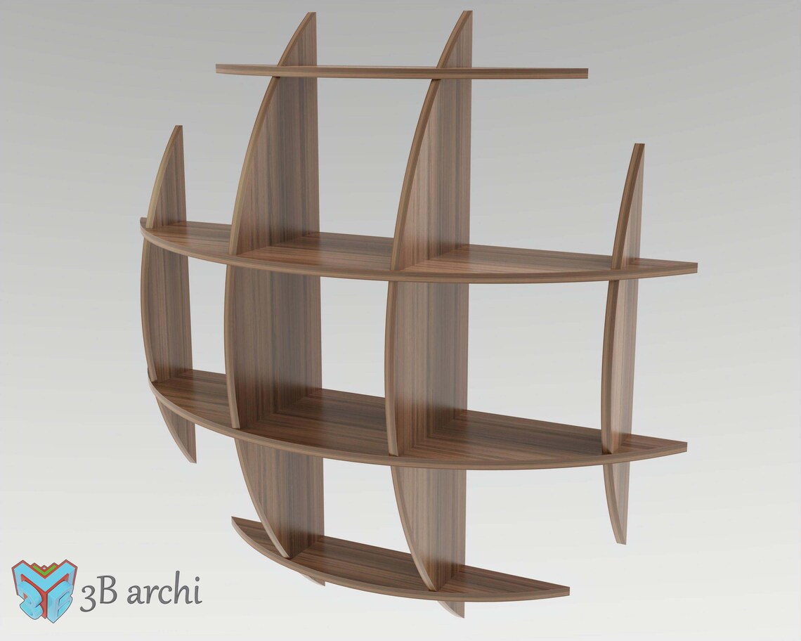 Sphere Bookshelf, Parametric Waffle Shelf, Hemispherical Shelf, Wall ...