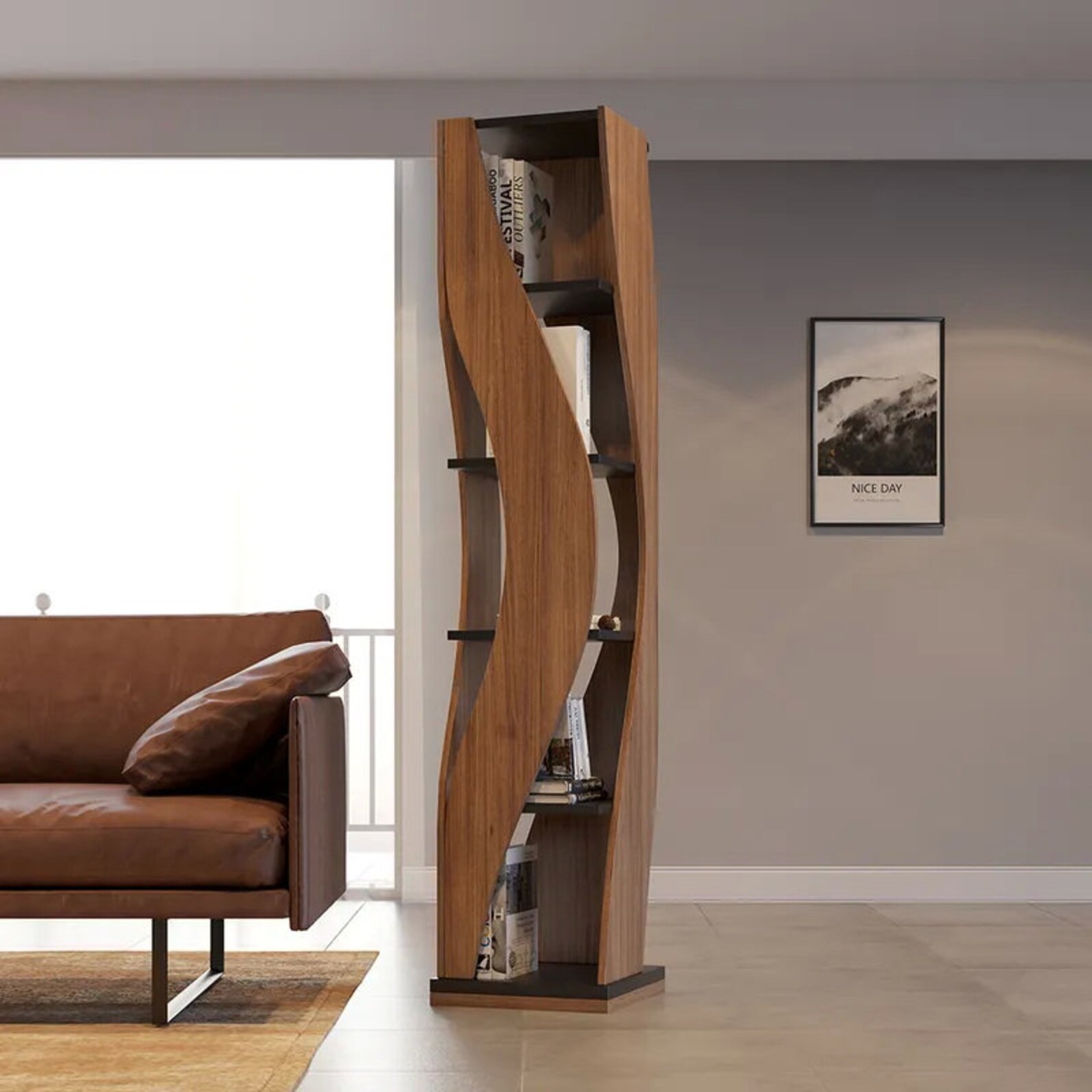 Nice Curved Shelf Twist Shelving Dna Book Shelf Modern - Etsy