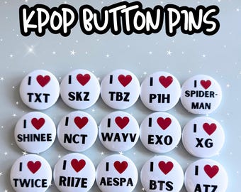 Custom K-POP Heart Button Pins - Etsy