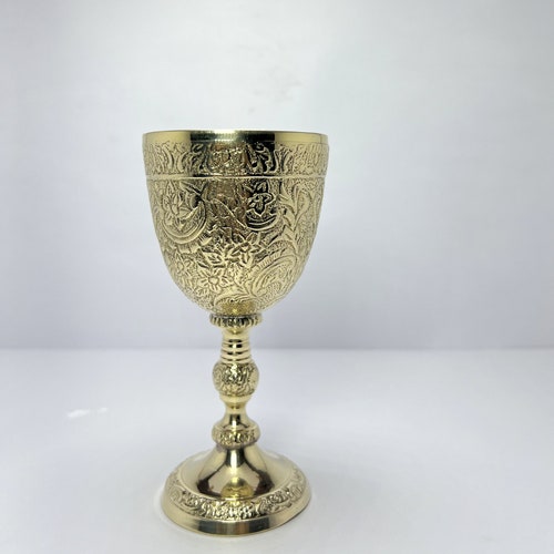 Vintage Handmade Brass Kings Royal Chalice Embossed Cup 6 Etsy