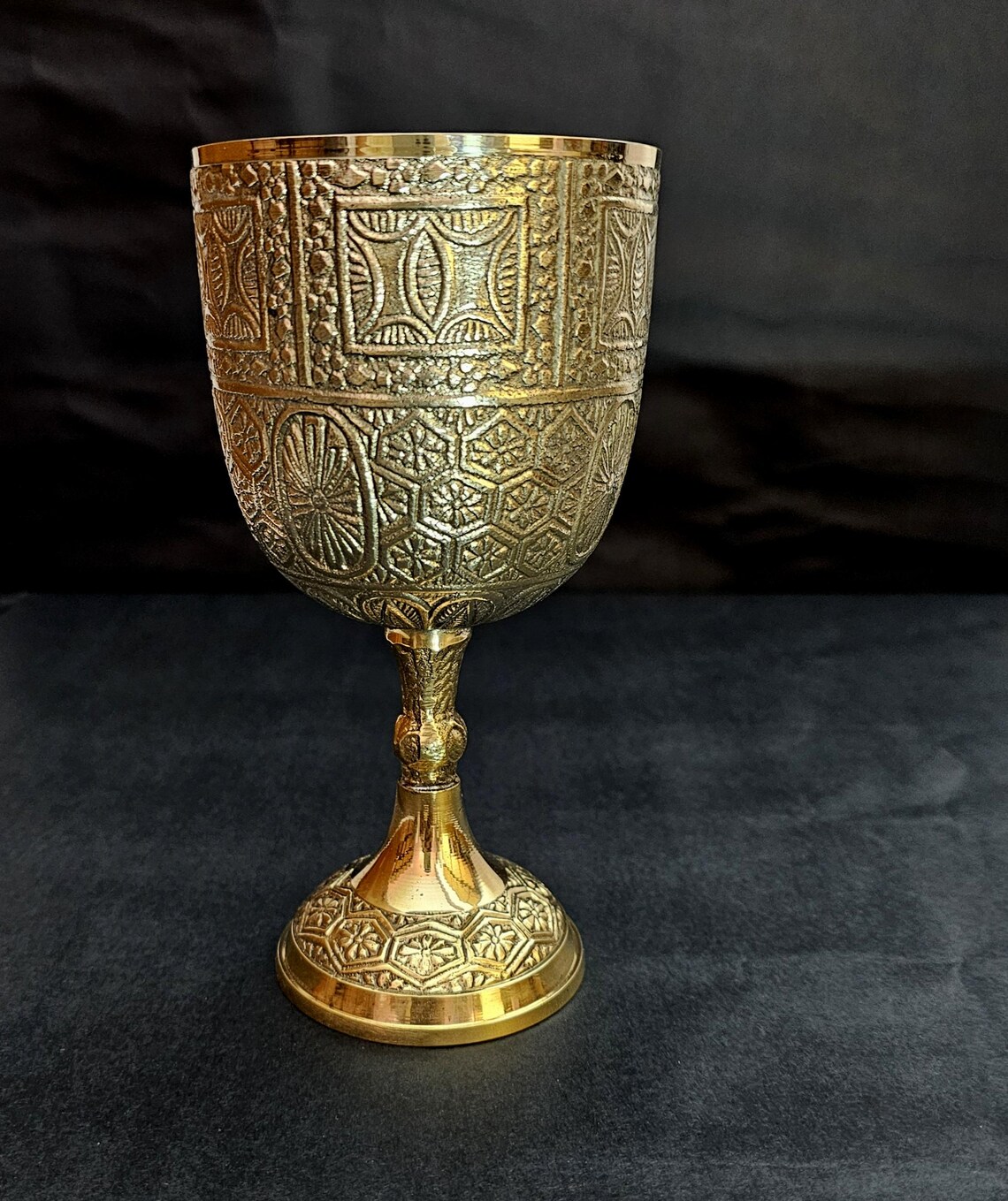 Handmade Engraved Brass Goblet: Medieval Communion Chalice, 7 Inch - Etsy