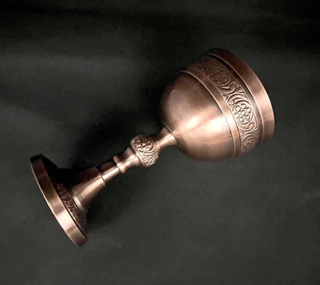 Handmade Copper Brass Wine Goblet: Embossed Chalice - Etsy