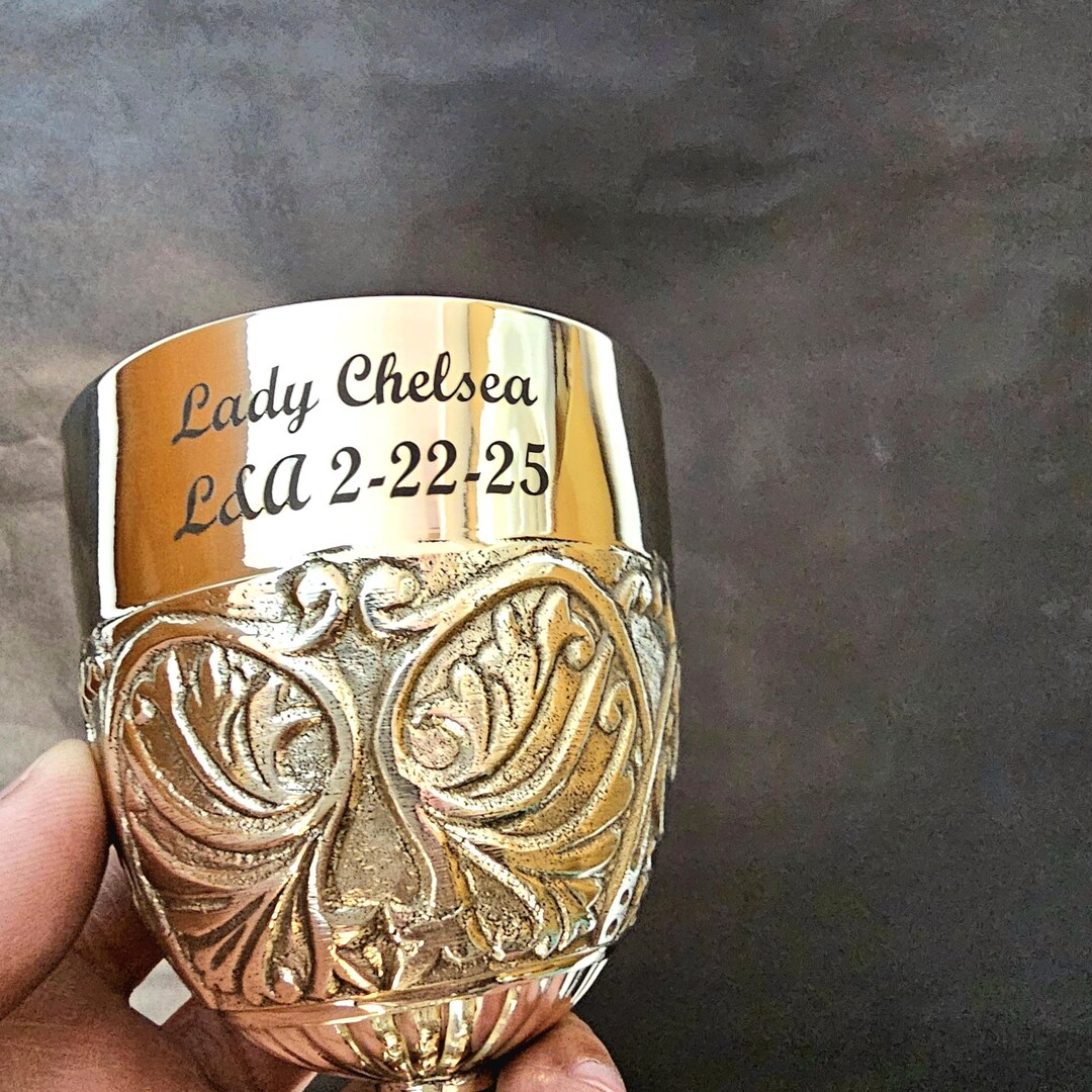 Personalized Brass Chalice: Engraved Medieval Goblet, Arthur King Theme ...