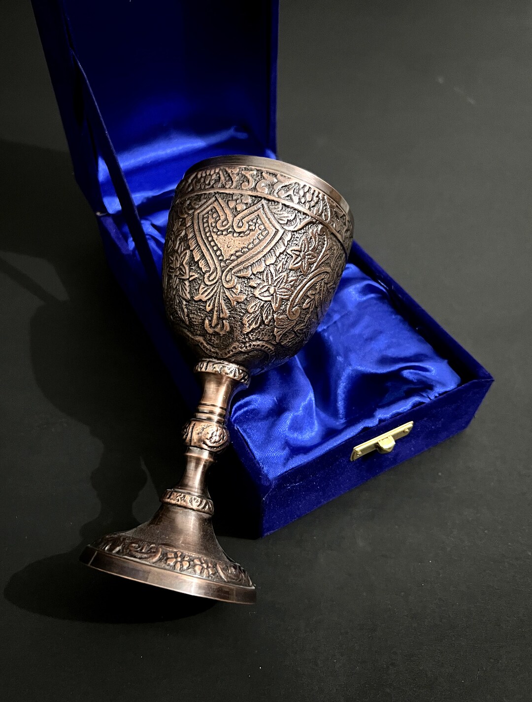 Antique Copper Brass Chalice: Embossed Nautical Wine Goblet - Etsy