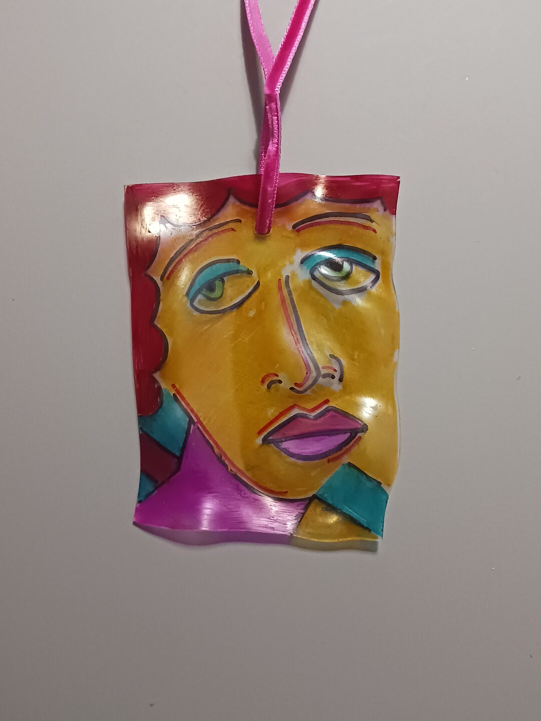 Shrink Film Handdrawn Abstract Face Ornament - Etsy