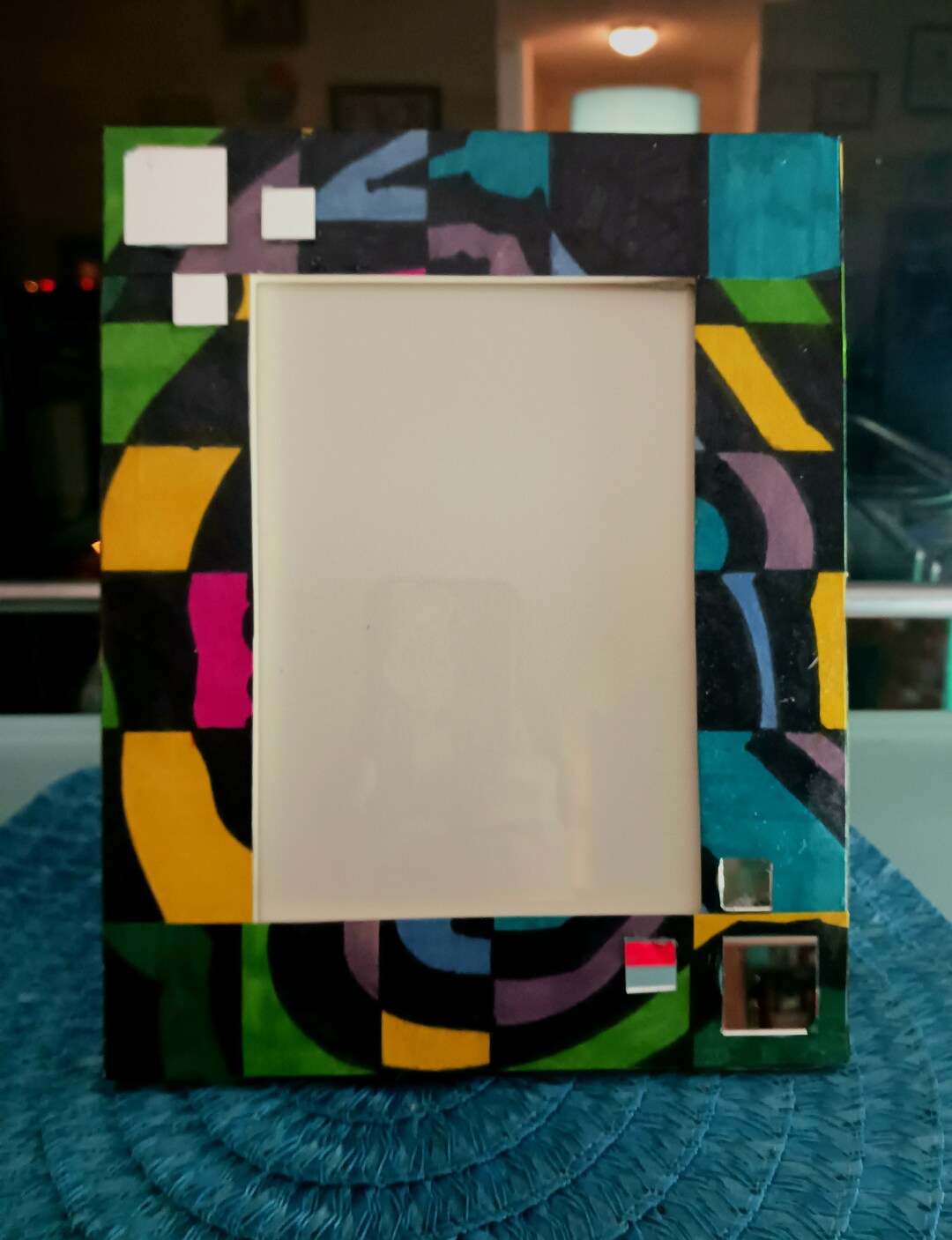 Decoupaged 5x7 Handdrawn Abstract Photo Frame With Mirror ...