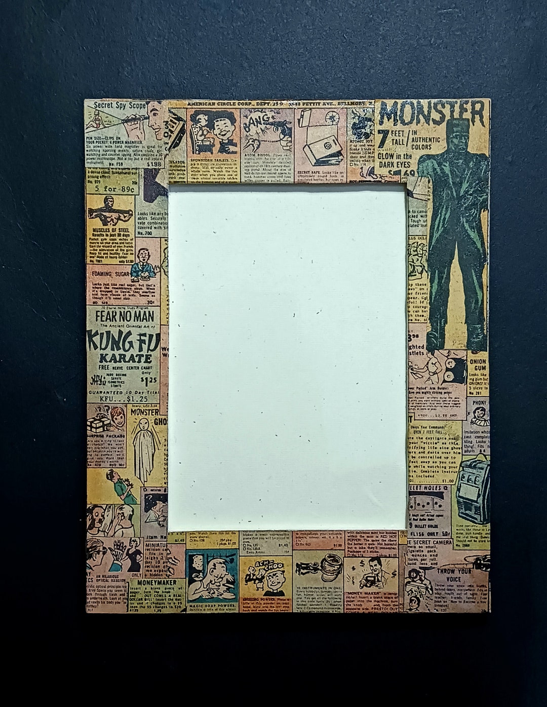 Decoupaged 5x7 Vintage Comic Ad Photo Frame - Etsy