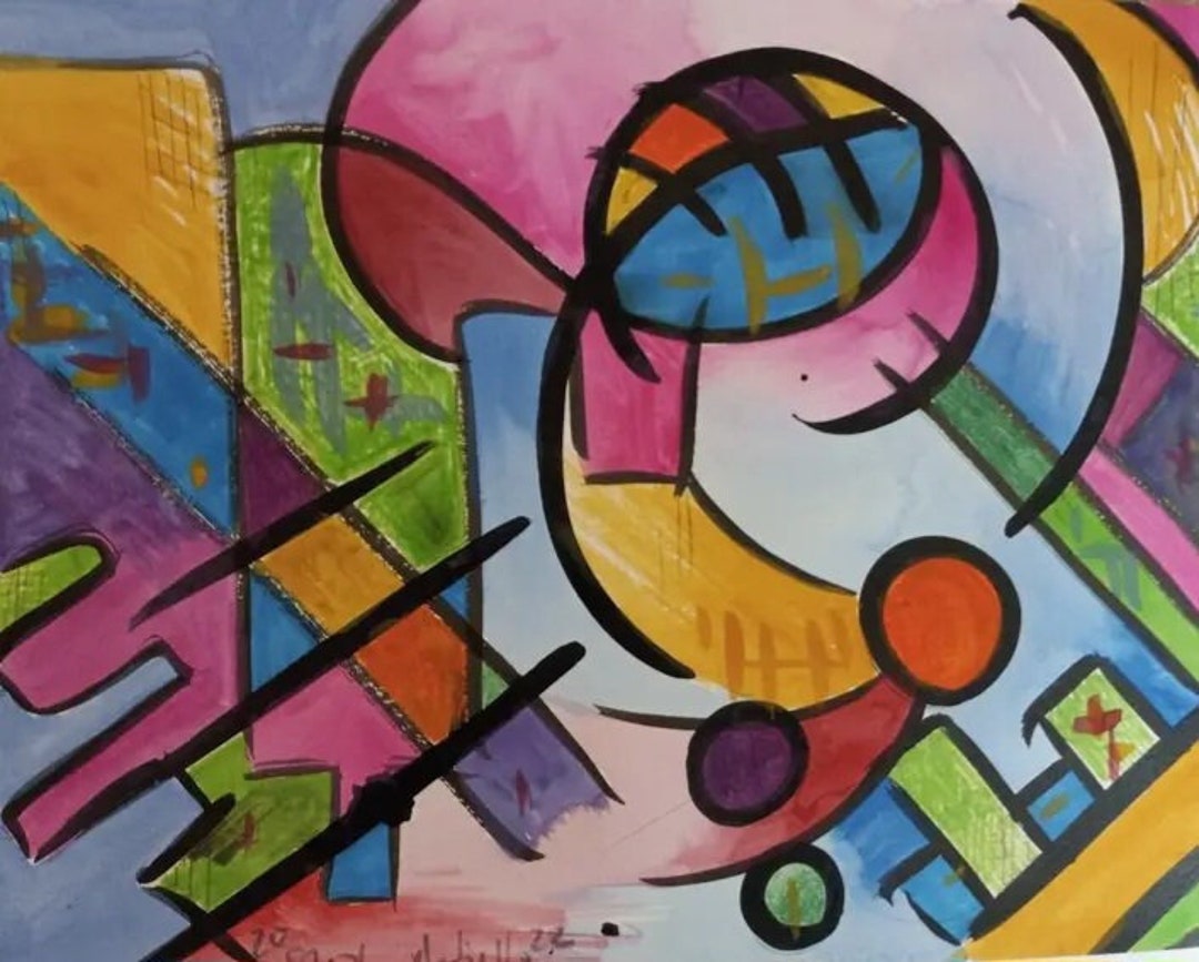 9"×12" Original Fine Art Watercolor Abstract Painting, Kandinsky Style ...
