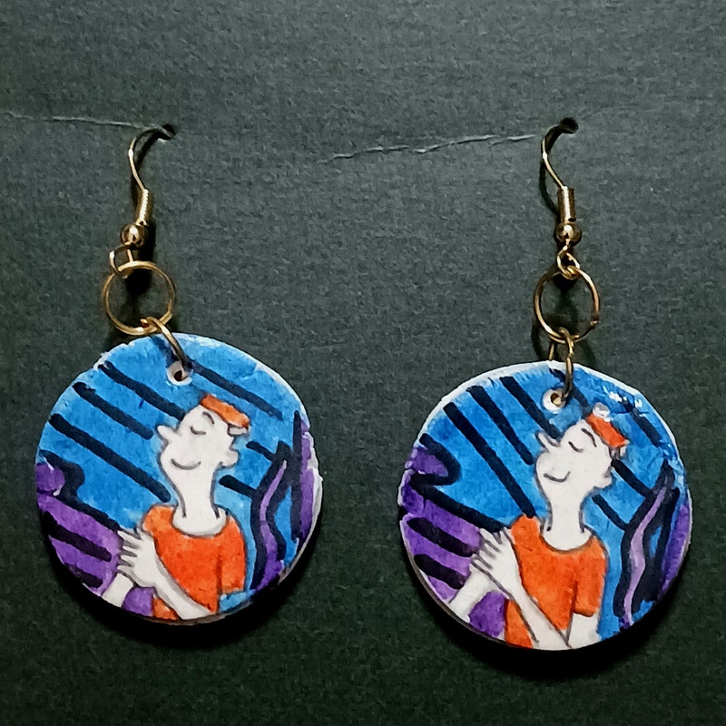 Cartoon Earrings - Etsy UK
