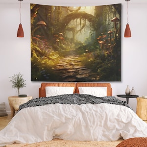 Dark Cottagecore Forest Tapestry, Indie Room Decor, Large Wall Tapestry ...