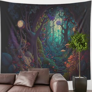 Fairycore Trippy Tapestry, Indie Room Decor, Mushroom Tapestry, Large ...