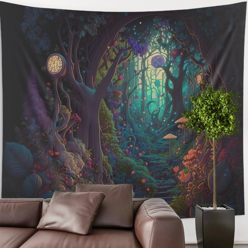 Fairycore Trippy Tapestry Indie Room Decor Mushroom - Etsy