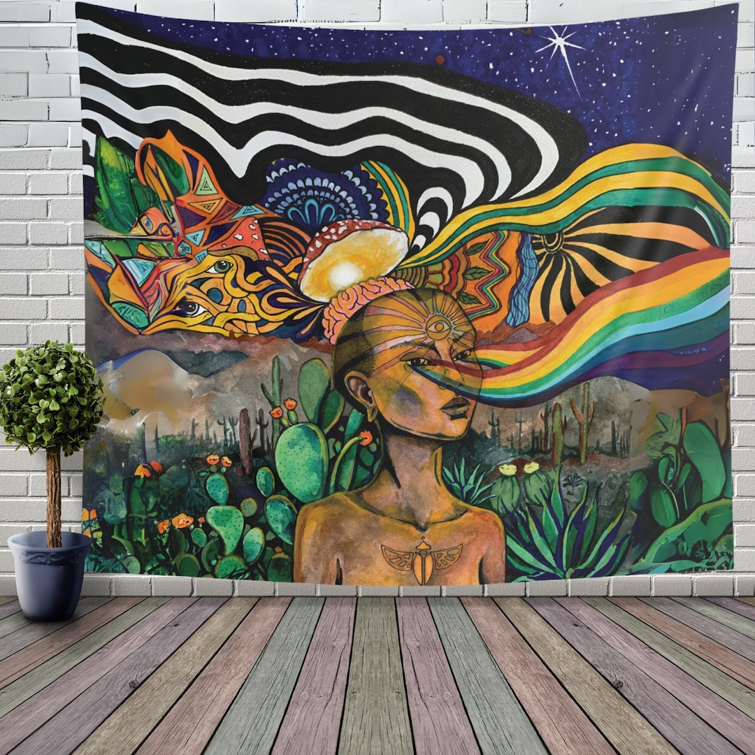 Surreal Psychedelic Wall Tapestry, Magic Mushroom Room Decor Aesthetic ...