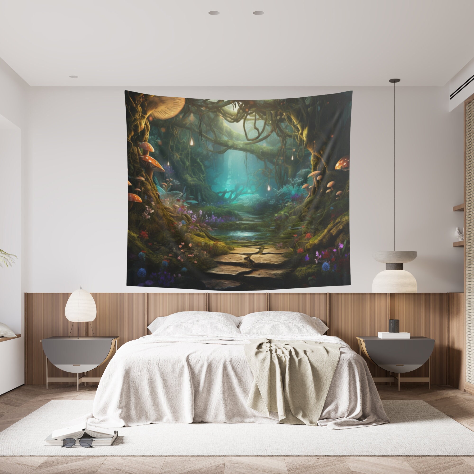 Fairycore Enchanted Forest Tapestry, Indie Room Decor, Large Wall ...