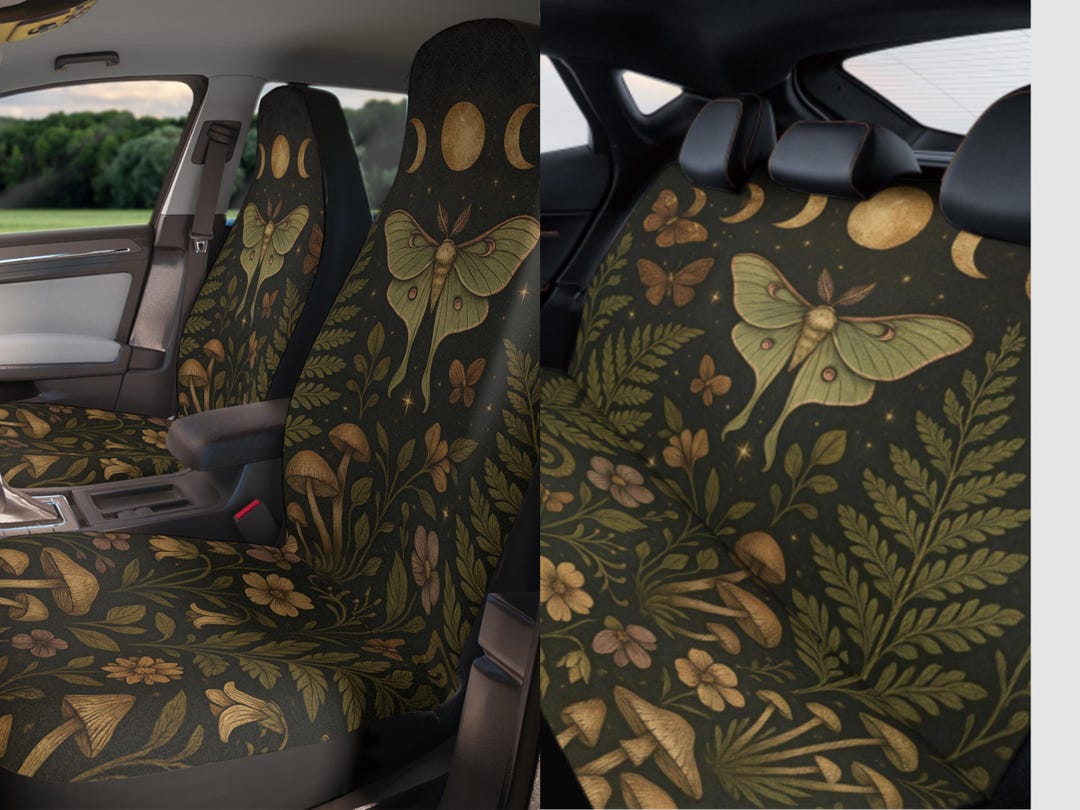 Cottagecore Luna Moth & Moon Phase Car Seat Covers, Dark Cottagecore ...