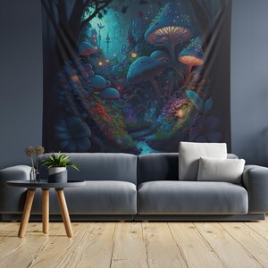 Fairycore Trippy Tapestry, Indie Room Decor, Mushroom Tapestry, Large ...