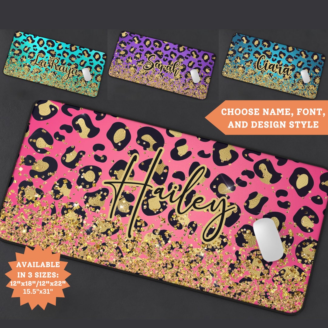 Cute Leopard Print Custom Mouse Pad, Personalized Large Mousepad ...