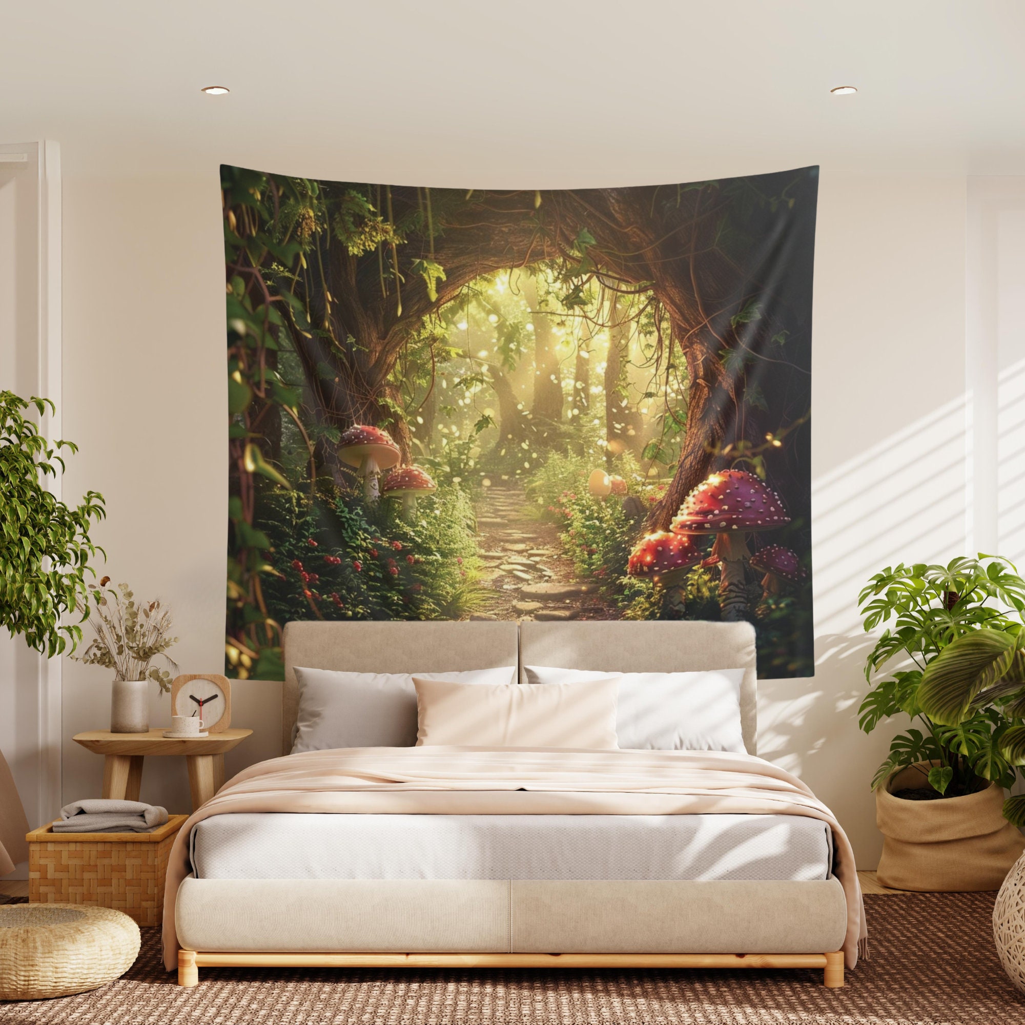 Cottagecore Enchanted Forest Tapestry, Indie Room Mushroom Decor, Large ...