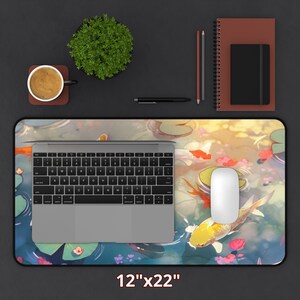 Watercolor Japanese Koi Fish Mouse Pad, XL Mousepad Japanese Aesthetic ...