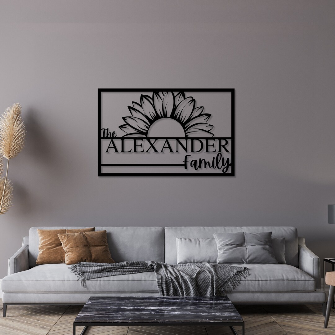 Personalized Family Name Sign, Custom Sunflower Decor, Metal Sunflower ...