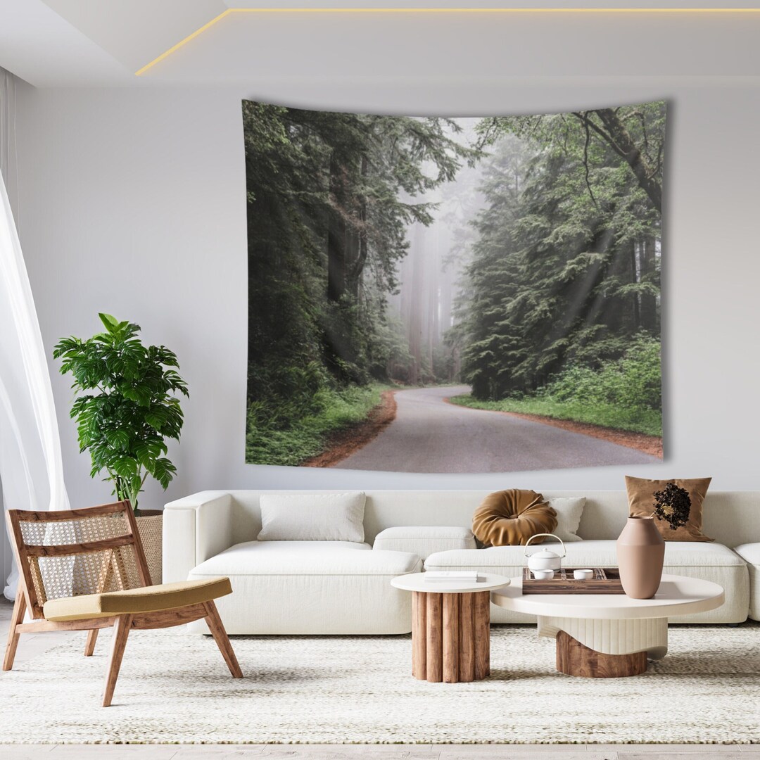 Foggy Forest Tapestry Aesthetic, Nature Tapestry, Indie Room Decor ...