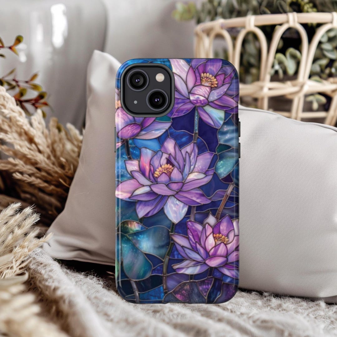 Stained Glass Lotus Flower Mosaic Phone Case, Cute Personalized Floral ...