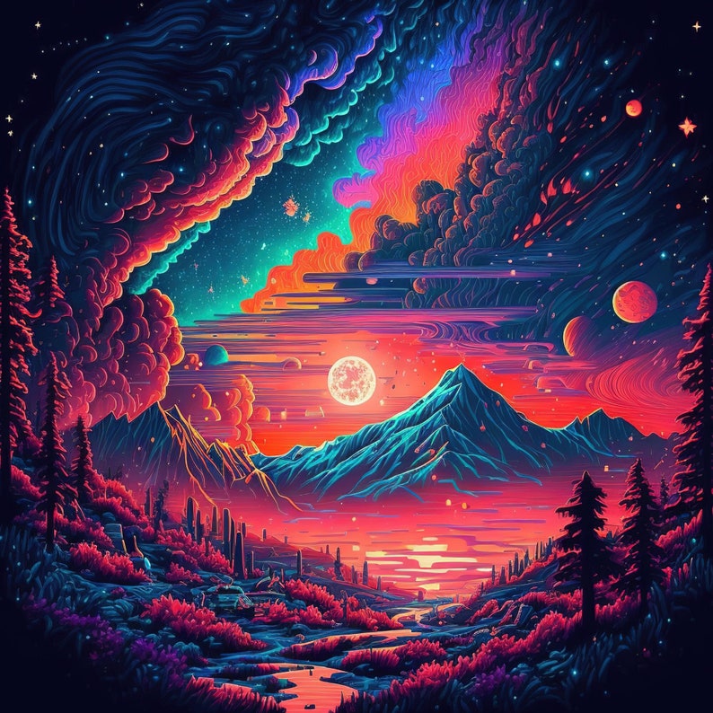 Mountain Tapestry Trippy Room Decor Psychedelic Tapestry - Etsy