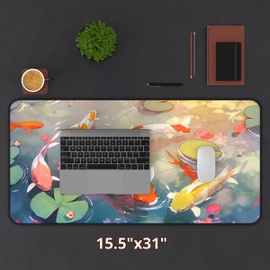 Watercolor Japanese Koi Fish Mouse Pad, XL Mousepad Japanese Aesthetic ...