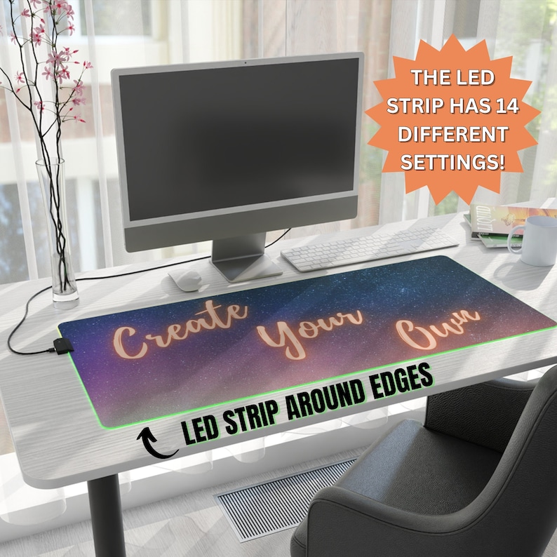 Custom LED Desk Mat Custom Desk Mat Gaming XL Mousepad - Etsy