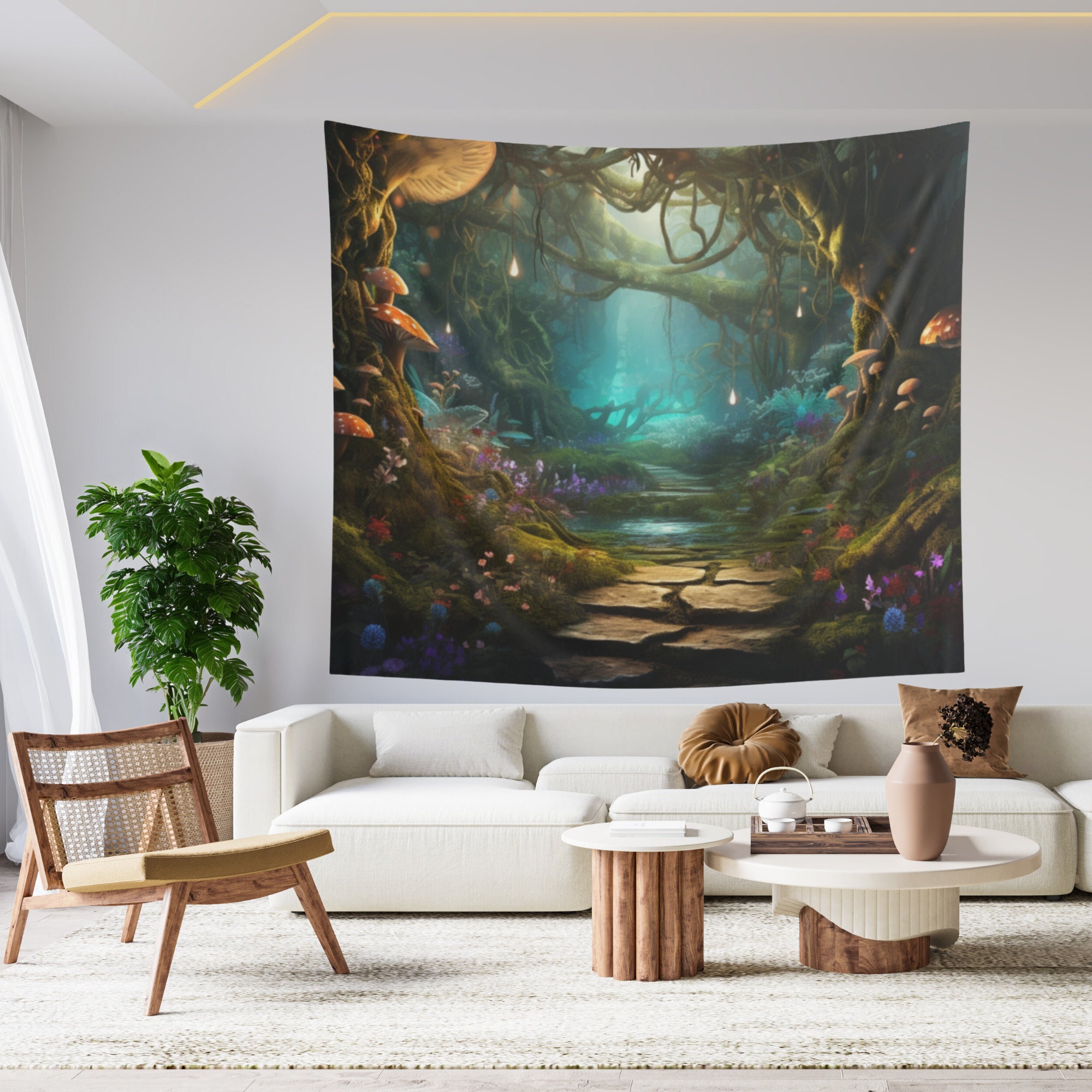 Fairycore Enchanted Forest Tapestry, Indie Room Decor, Large Wall ...
