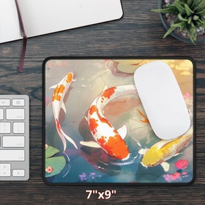 Watercolor Japanese Koi Fish Mouse Pad, XL Mousepad Japanese Aesthetic ...