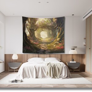 Cottagecore Enchanted Forest Tapestry, Indie Room Decor, Large Wall ...