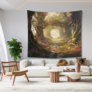 Cottagecore Enchanted Forest Tapestry, Indie Room Decor, Large Wall ...
