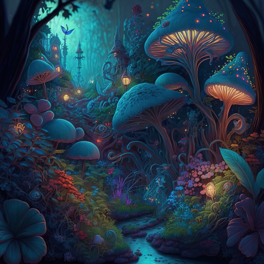 Fairycore Trippy Tapestry, Indie Room Decor, Mushroom Tapestry, Large ...