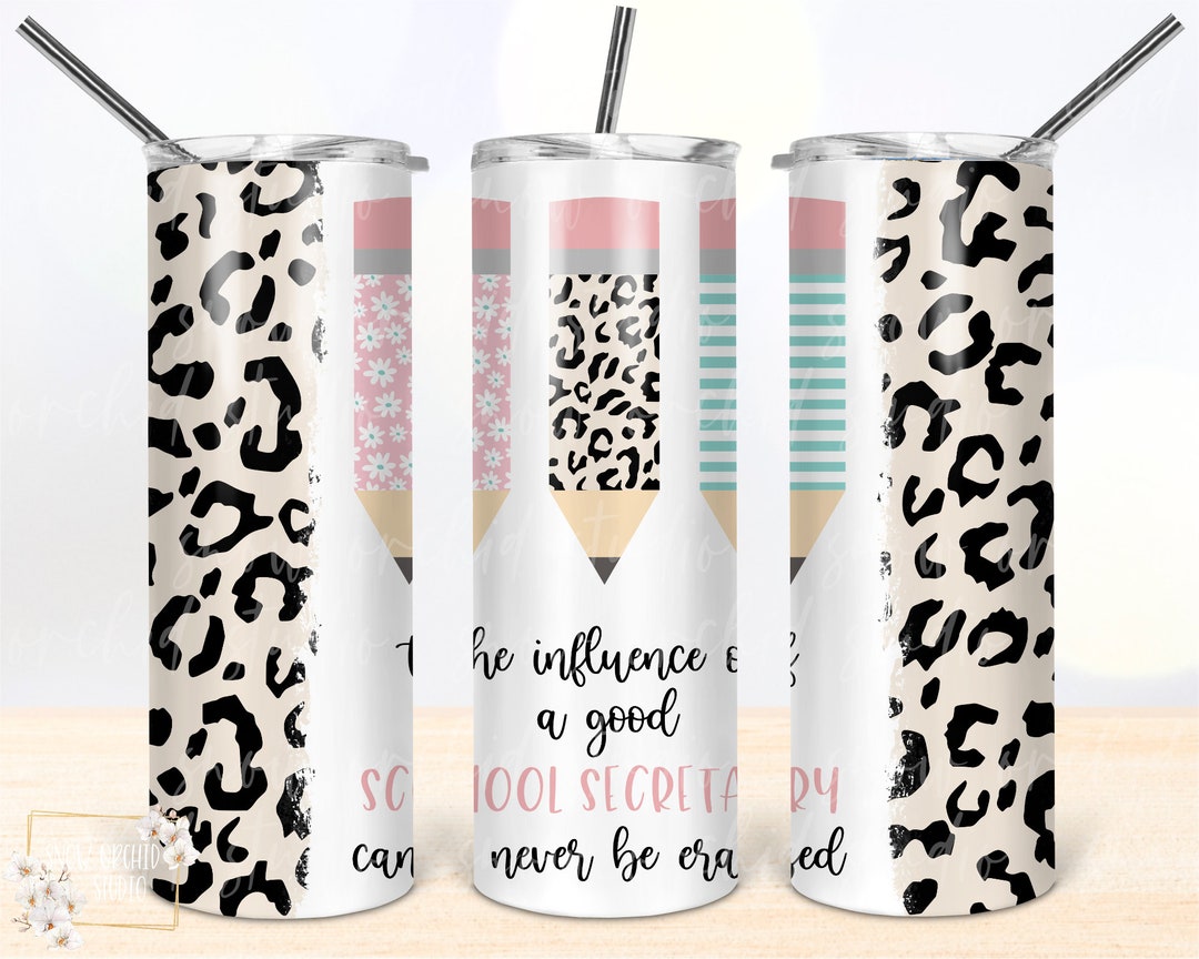 School Secretary Pencil 20oz Tumbler PNG, Seamless Tumbler File, Skinny ...