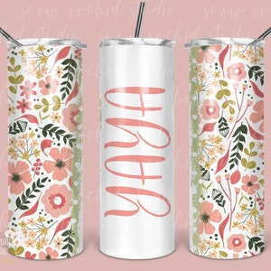 Yaya Flower 20oz Tumbler PNG, Seamless Tumbler File, Skinny Tumbler PNG ...