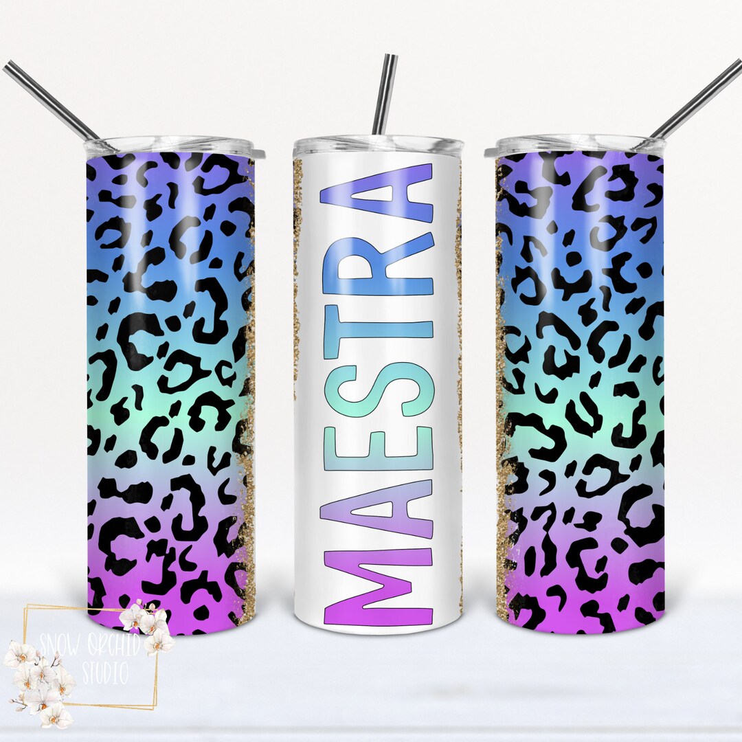 Maestra Rainbow 20oz Tumbler PNG, Seamless Tumbler File, Skinny Tumbler ...