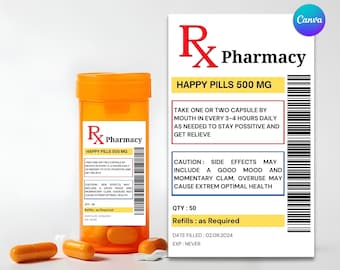 Chill Pill Label Template Printable Prescription Chill Pill Label ...