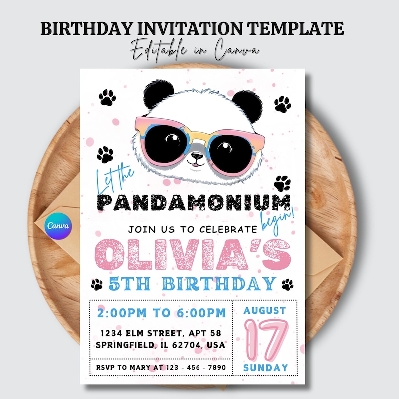 Birthday Panda Invitation - Etsy
